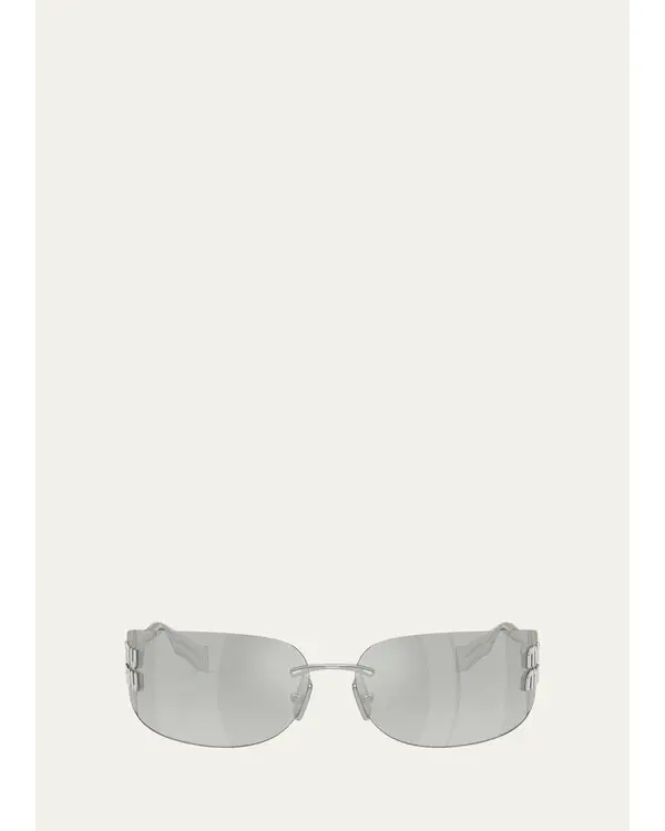 Miu Miu Aube 75mm Rectangular Sunglasses - Silver