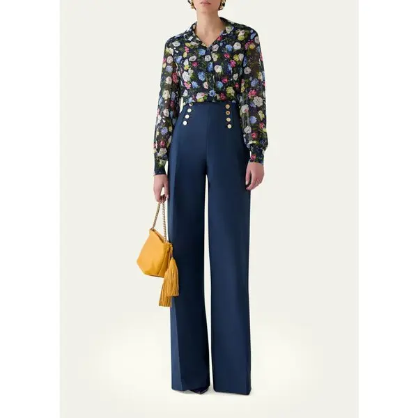 Carolina Herrera Isabella Rose-print Silk Chiffon Button-down Shirt