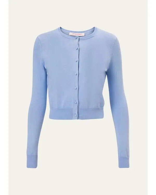 Carolina Herrera Silk-cotton Crewneck Cardigan - Cloudy Blue