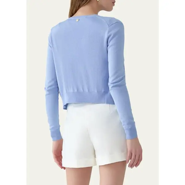 Carolina Herrera Silk-cotton Crewneck Cardigan - Cloudy Blue
