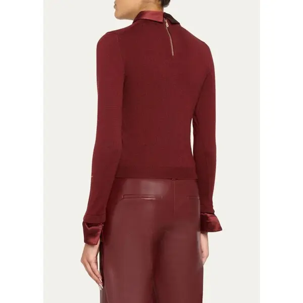 Alice + Olivia Porla Removable-collar Merino Wool Sweater - Cognac