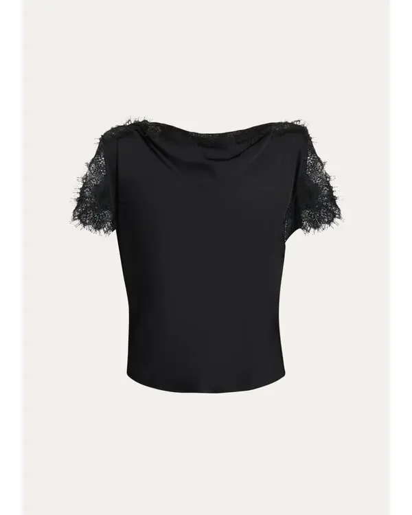 A.L.C. Luna Lace-trim Satin Top