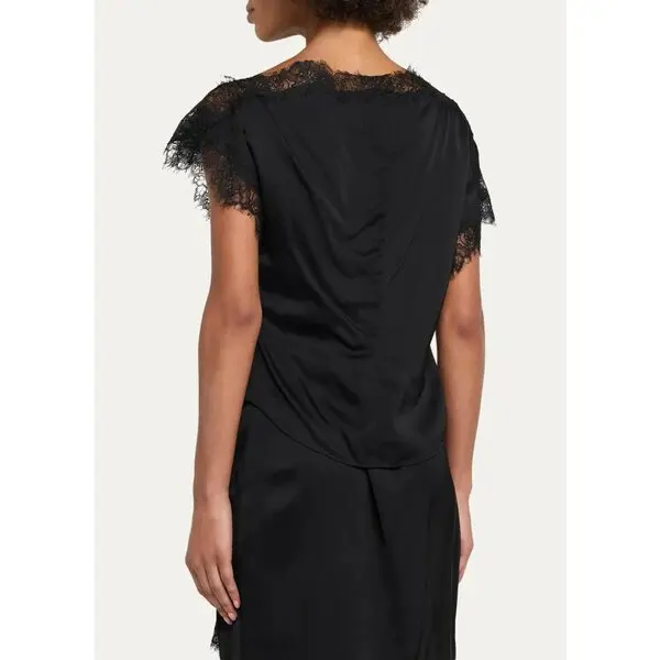 A.L.C. Luna Lace-trim Satin Top