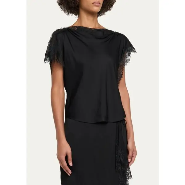 A.L.C. Luna Lace-trim Satin Top