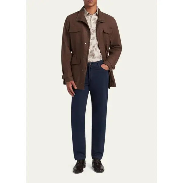 Kiton Straight Leg Cotton-stretch Five-pocket Pants - Camel