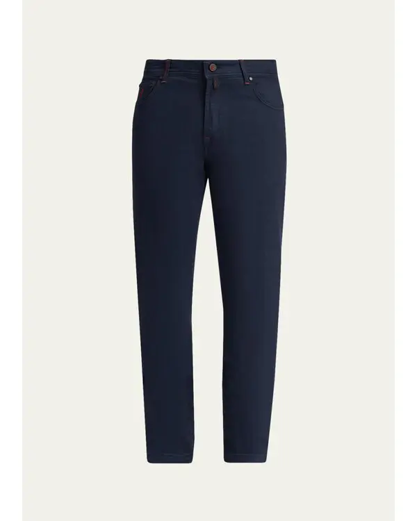 Kiton Straight Leg Cotton-stretch Five-pocket Pants - Navy