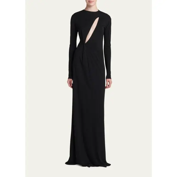 TOM FORD Slash Cutout Long-sleeve Crepe Jersey Maxi Dress