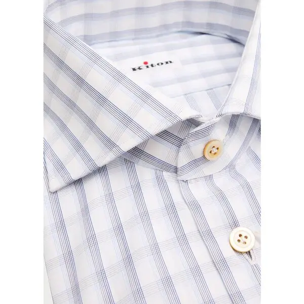 Kiton Check Cotton Dress Shirt - Blue