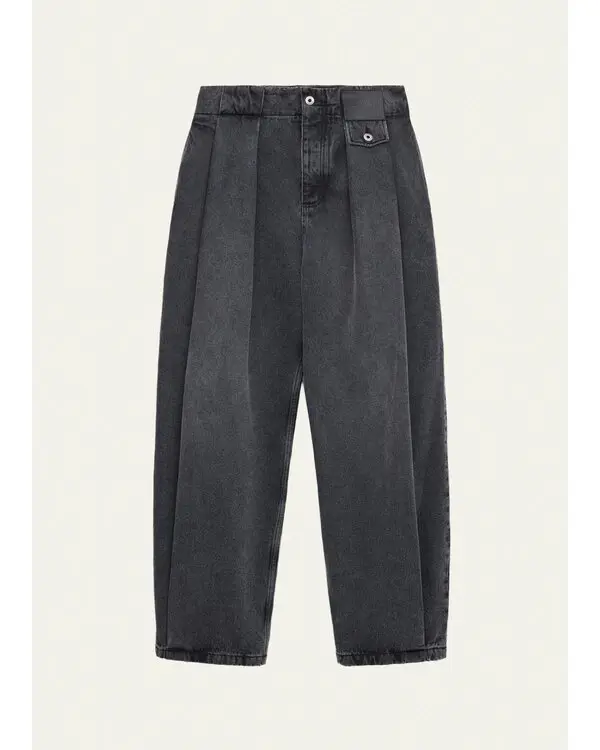 Loewe Leather Label Baggy-fit Pleated Jeans