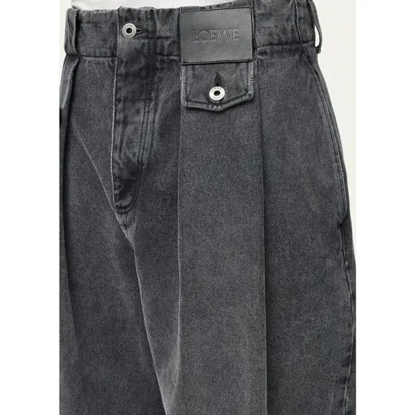 Loewe Leather Label Baggy-fit Pleated Jeans