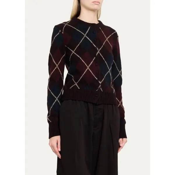 A.L.C. Skyler Argyle Cashmere Crewneck Cardigan