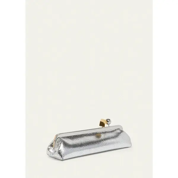 Jacquemus La Pochette Salon Snakeskin-embossed Leather Clutch Bag