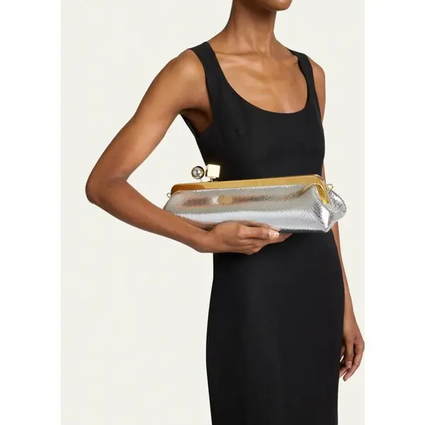 Jacquemus La Pochette Salon Snakeskin-embossed Leather Clutch Bag