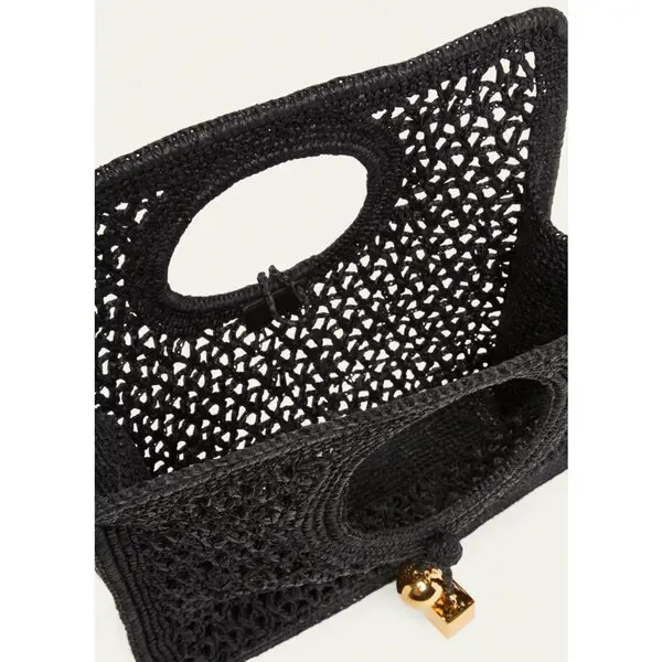 Jacquemus Le Petit Carre Raffia Top-handle Bag - Black
