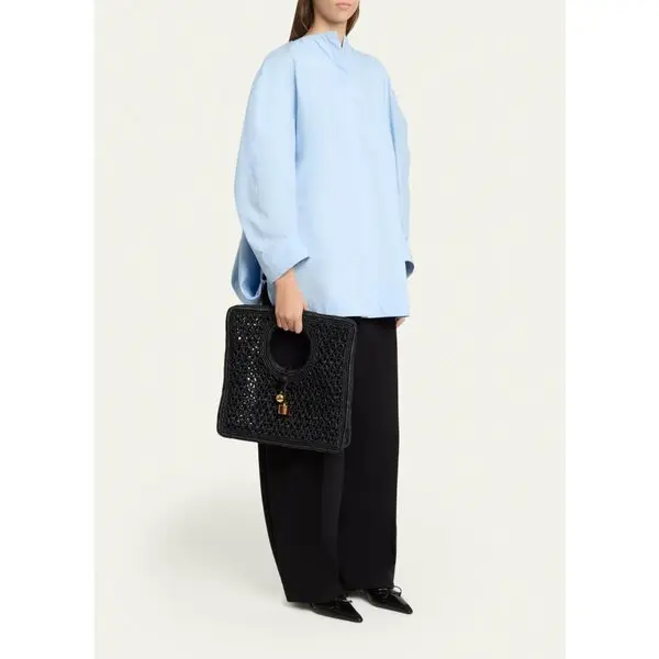 Jacquemus Le Petit Carre Raffia Top-handle Bag - Black