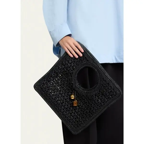 Jacquemus Le Petit Carre Raffia Top-handle Bag - Black