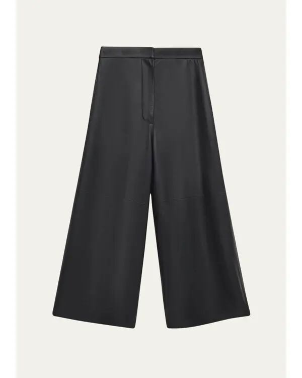Loewe Leather Wide-leg Cropped Trousers - Black