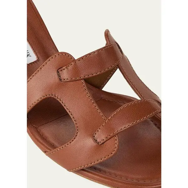 Manolo Blahnik 50mm Grellanu Leather Mule Sandals