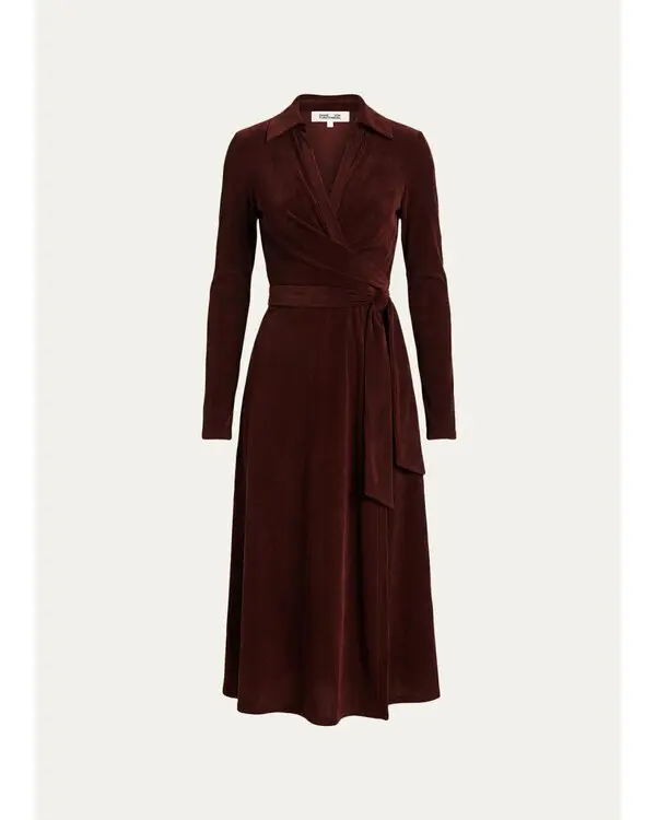 Diane Von Furstenberg Phoenix Corduroy Jersey Midi Wrap Dress