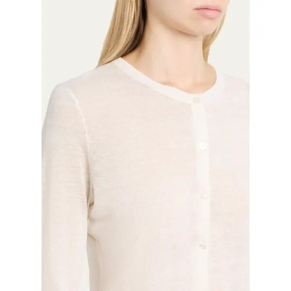 Theory Cropped Linen-blend Cardigan
