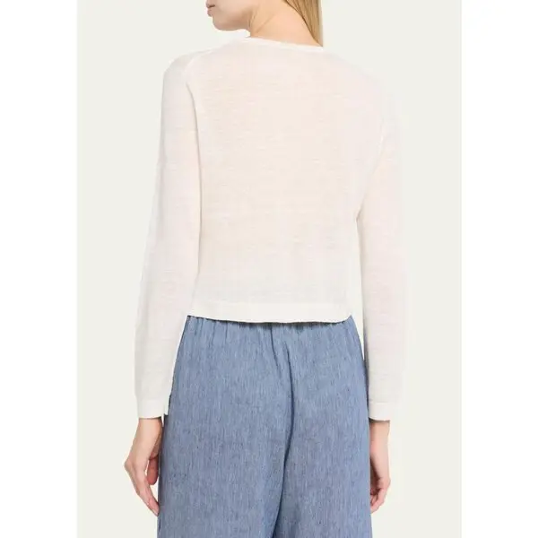 Theory Cropped Linen-blend Cardigan