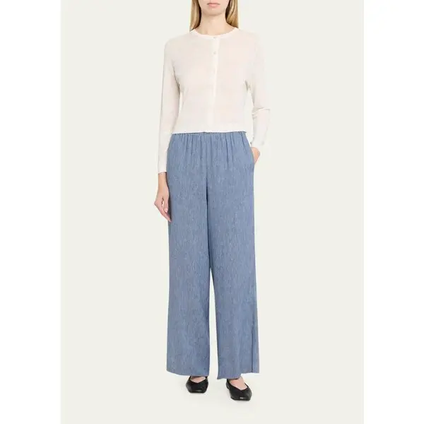 Theory Cropped Linen-blend Cardigan