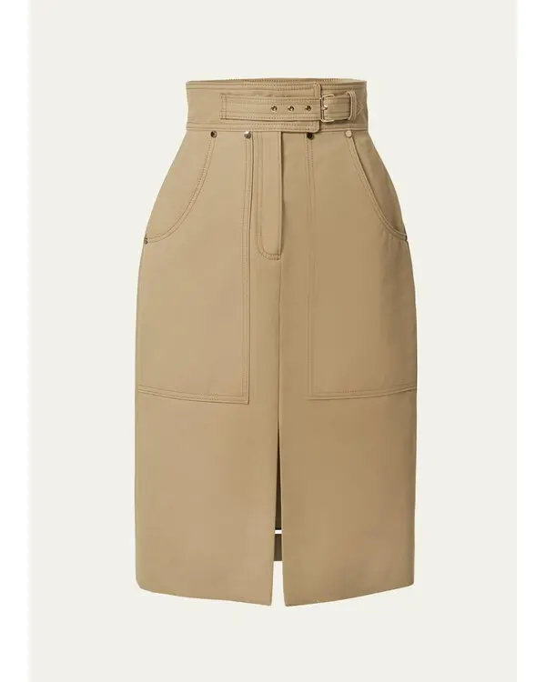 Carolina Herrera Belted Cotton Pencil Skirt