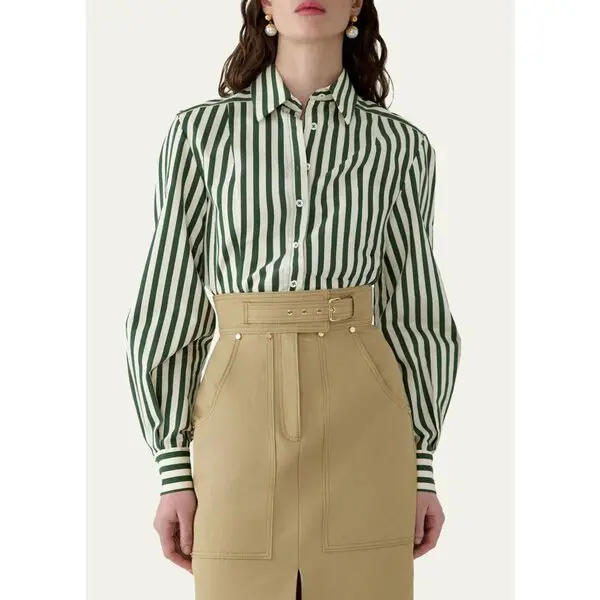 Carolina Herrera Belted Cotton Pencil Skirt
