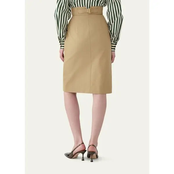 Carolina Herrera Belted Cotton Pencil Skirt
