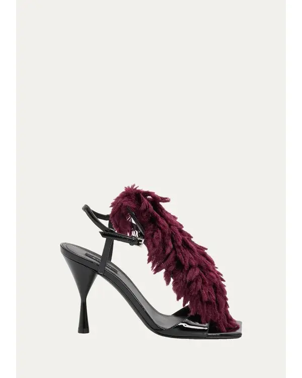 Givenchy 95mm Pompom Patent Leather Sandals - Deep Red