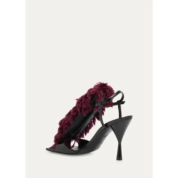 Givenchy 95mm Pompom Patent Leather Sandals - Deep Red