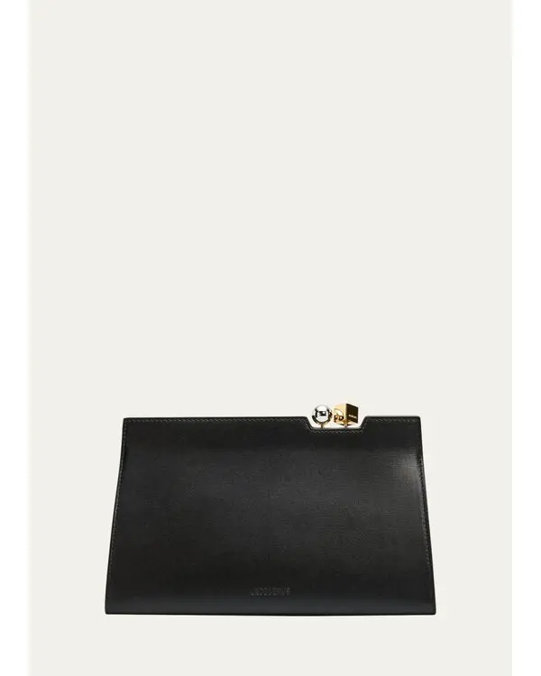 Jacquemus Le Salon Rond Carre Leather Clutch Bag - Black