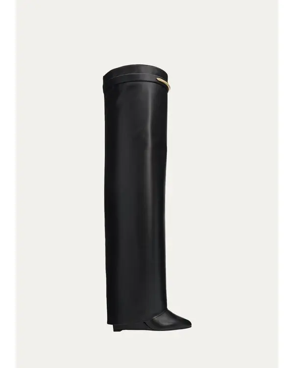 Givenchy 90mm Shark Pinch Leather Over-the-knee Boots - Black