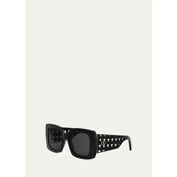 Dior Very S1i Openwork Acetate Square Sunglasses - Shiny Blacksmoke