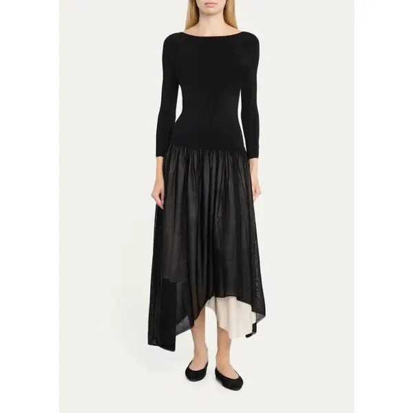 Maria Mcmanus Boat-neck Colorblock Midi Dress
