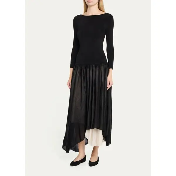 Maria Mcmanus Boat-neck Colorblock Midi Dress