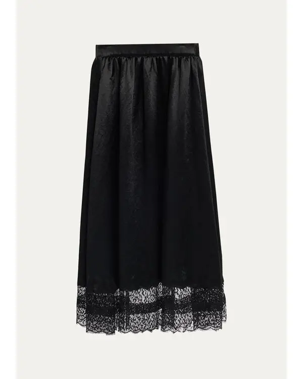 Maria Mcmanus Gathered Lace-hem Midi Skirt
