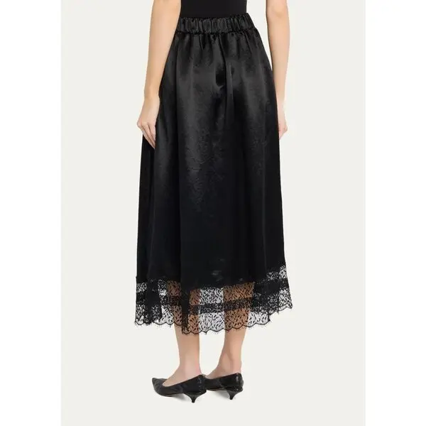 Maria Mcmanus Gathered Lace-hem Midi Skirt