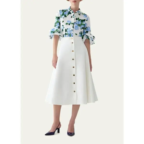 Carolina Herrera Tiered Ruffle Sleeve Button-down Shirt