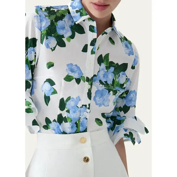 Carolina Herrera Tiered Ruffle Sleeve Button-down Shirt