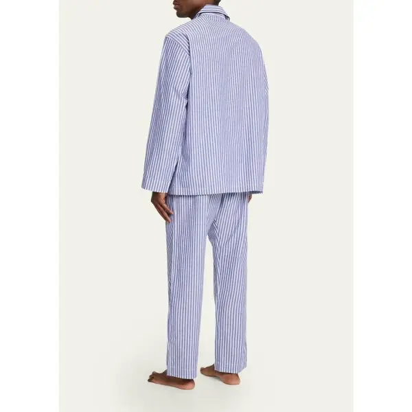 Bergdorf Goodman Striped Cotton Pajama Shirt
