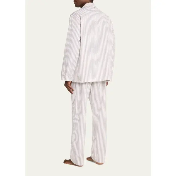 Bergdorf Goodman Cotton Pinstripe Long Pajama Set