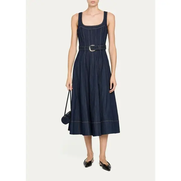 Cinq À Sept Cambree Belted Denim Midi Dress