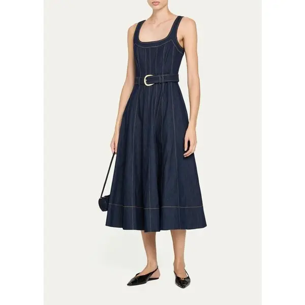 Cinq À Sept Cambree Belted Denim Midi Dress