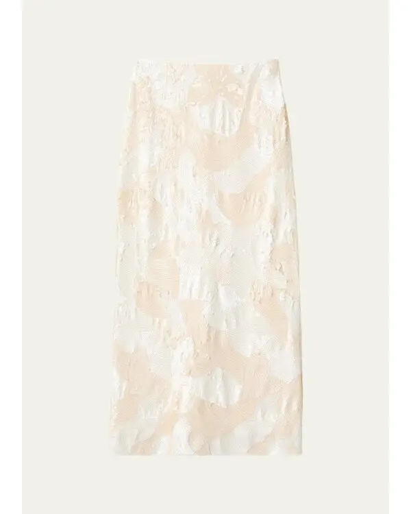 Lafayette 148 New York Straight Sequin Midi Skirt - Cloud Multi