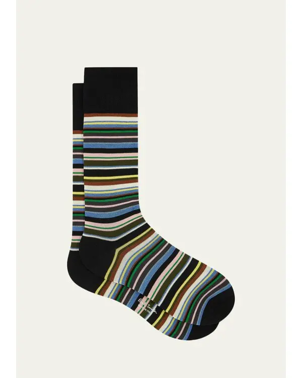 Paul Smith Munich Signature Stripe Crew Socks - Black