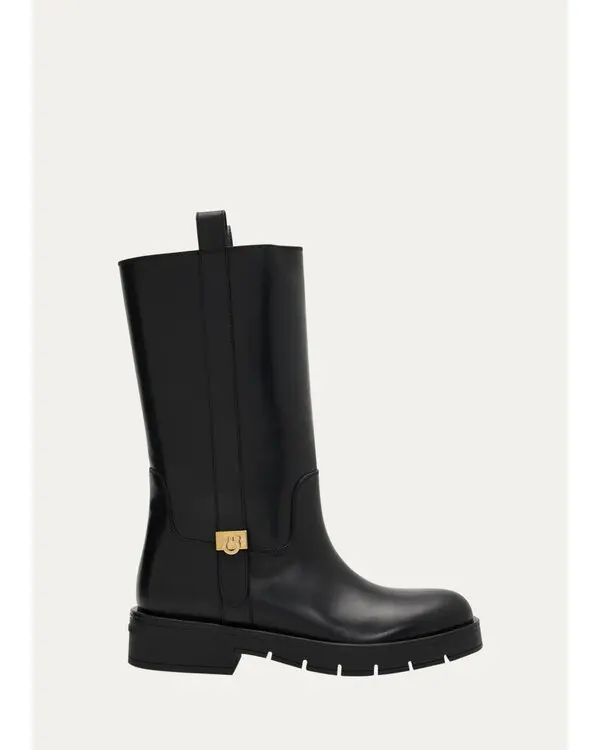 FERRAGAMO Nyves Leather Mid-calf Boots
