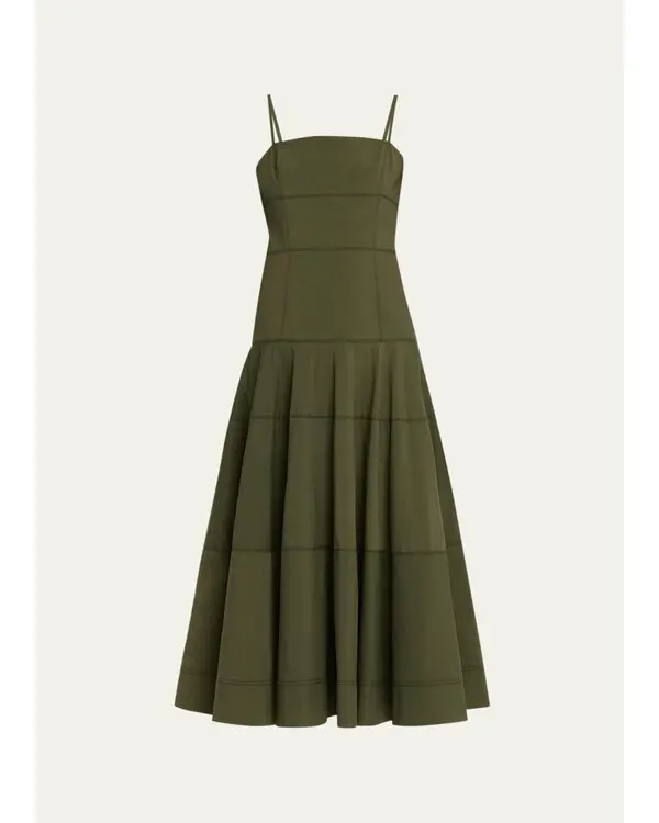 Veronica Beard Ilona Tiered Faille Midi Dress