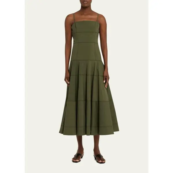 Veronica Beard Ilona Tiered Faille Midi Dress