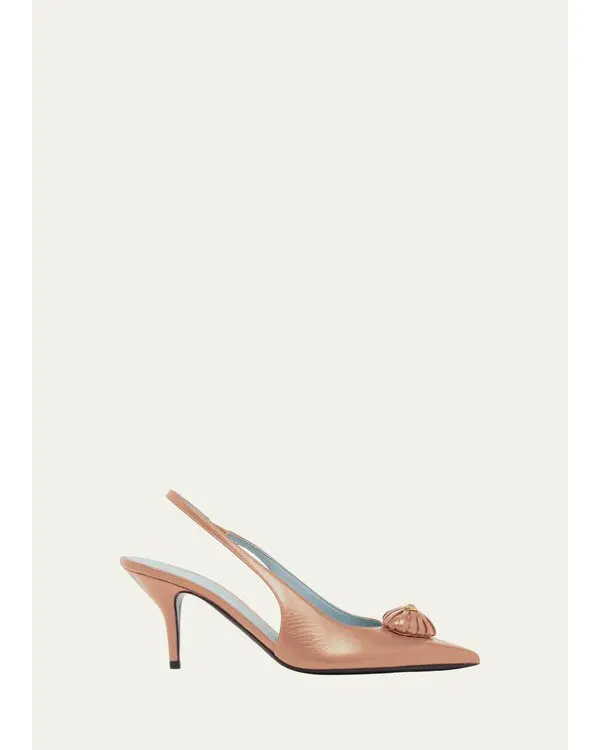 Valentino Garavani 85mm Coeur Vlogo Leather Slingback Pumps - Red